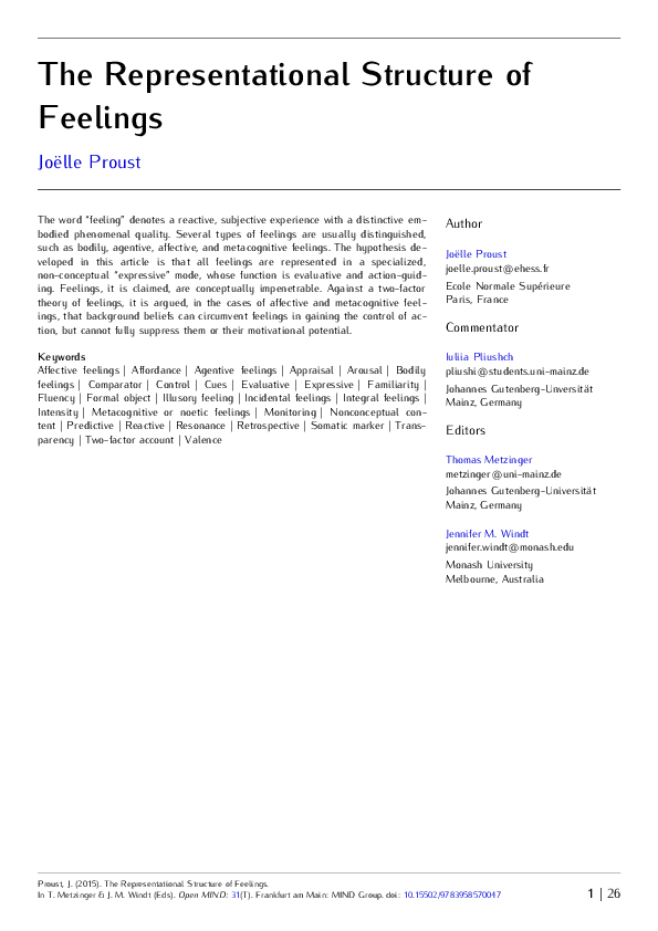 (PDF) The Representational Structure of Feelings