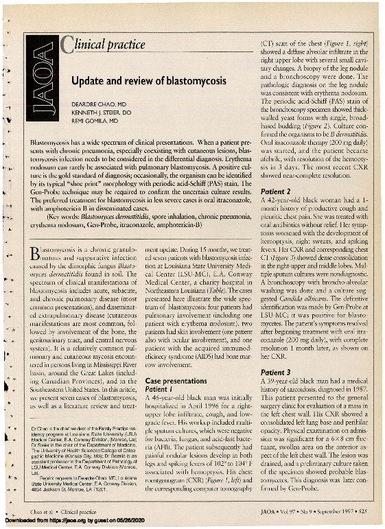 (PDF) Update and review of blastomycosis