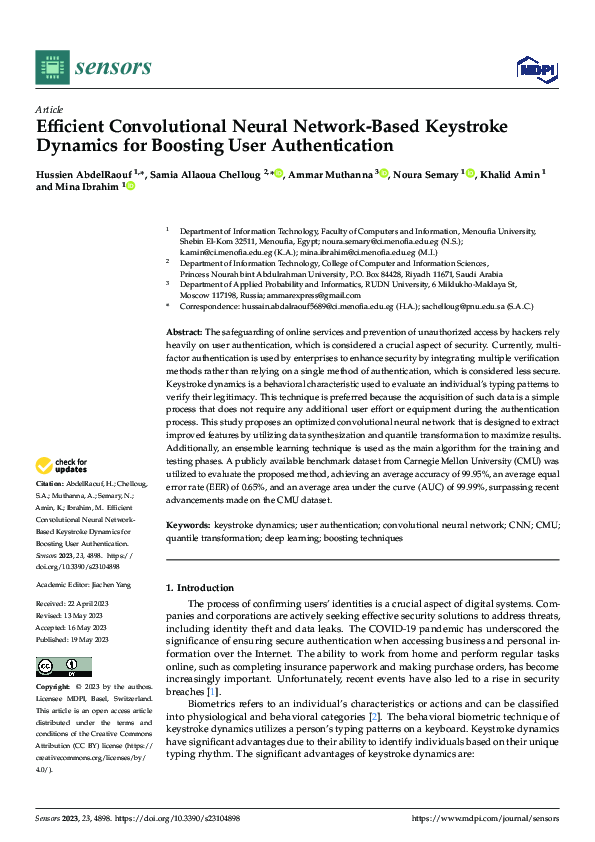 Pdf Efficient Convolutional Neural Network Based Keystroke Dynamics For Boosting User