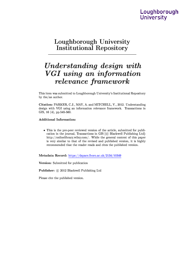 (PDF) Understanding Design with VGI using an Information Relevance Framework