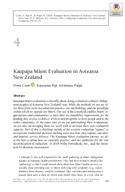 (PDF) Kaupapa Māori Evaluation in Aotearoa New Zealand