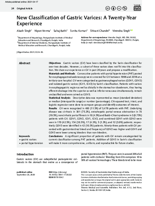 (PDF) New classification of gastric varices: a twenty-year experience