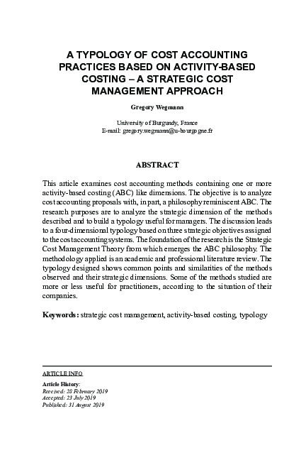 (PDF) A Typology of Cost Accounting Practices Based on Activity-Based ...