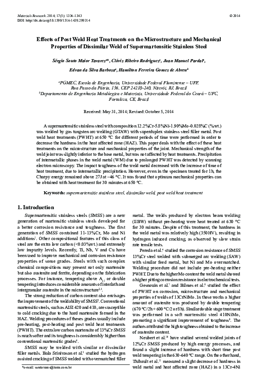 (PDF) Effects of post-weld heat treatments on the microstructure, mechanical and corrosion ...