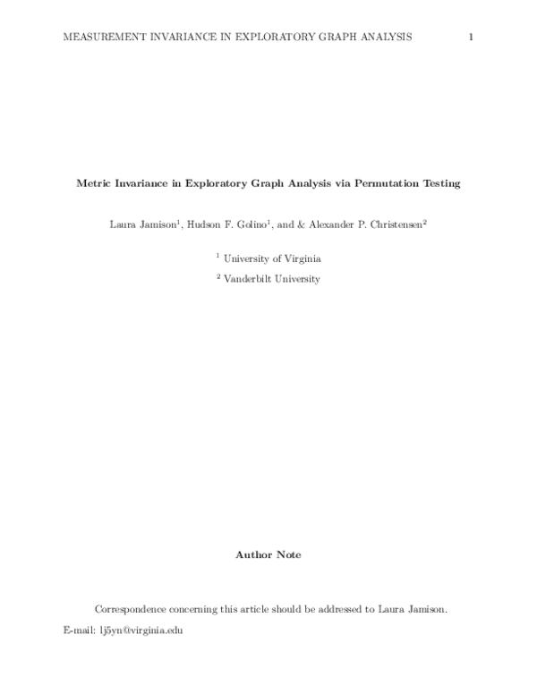 Pdf Metric Invariance In Exploratory Graph Analysis Via Permutation Testing 