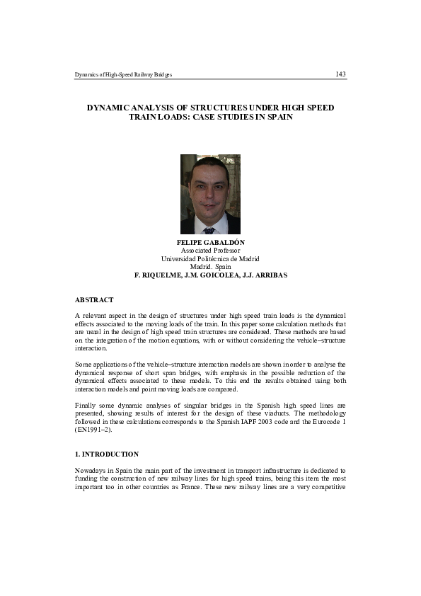 (PDF) Dynamic analysis of structures under high speed train loads
