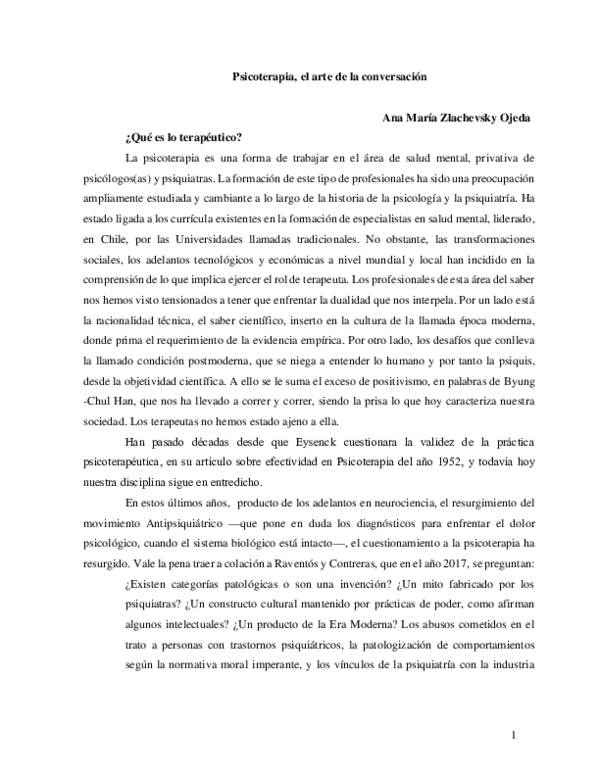 (PDF) Psicoterapia, el arte de la conversación.
