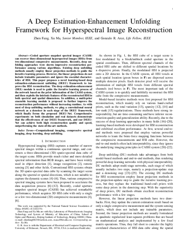 (PDF) A Deep Estimation-Enhancement Unfolding Framework for Hyperspectral Image Reconstruction ...