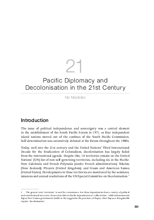 (PDF) Pacific Diplomacy and Decolonisation in the 21st Century