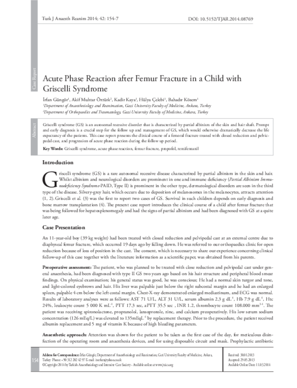 (PDF) Acute Phase Reaction after Femur Fracture in a Child with ...