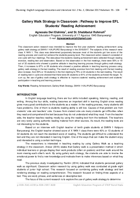 (PDF) Gallery Walk Strategy in Classroom : Pathway to Improve EFL ...