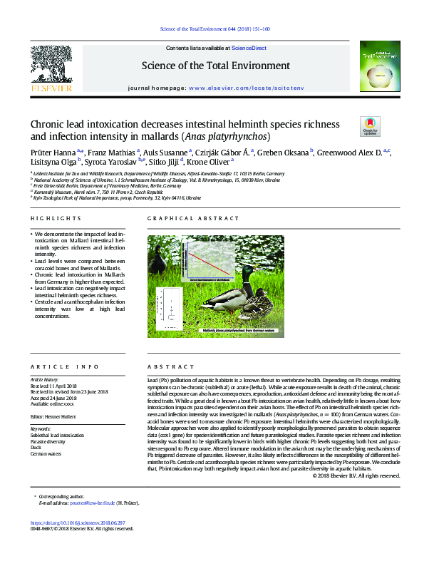 (PDF) Chronic lead intoxication decreases intestinal helminth species ...