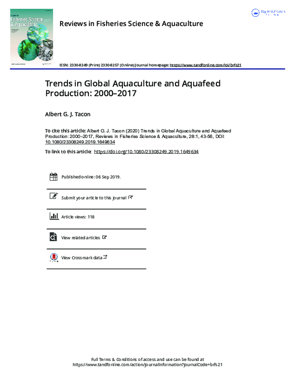 (PDF) Trends in Global Aquaculture and Aquafeed Production: 2000–2017
