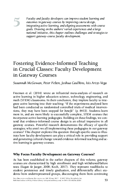 (PDF) Fostering Evidence-Informed Teaching in Crucial Classes: Faculty ...