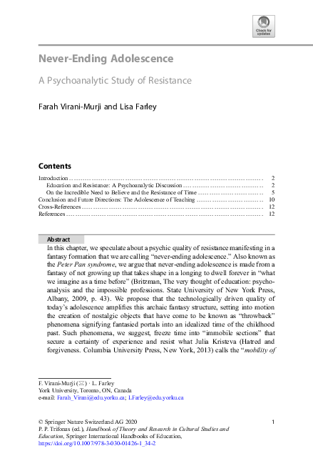 (PDF) Never-Ending Adolescence