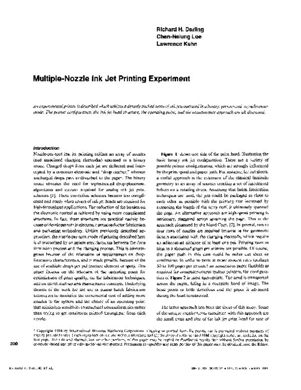 (PDF) Multiple-Nozzle Ink Jet Printing Experiment | Chenhsiung Lee ...
