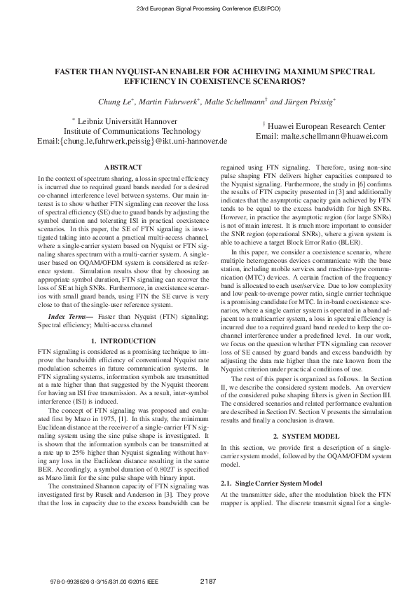 (PDF) Faster than Nyquist-an enabler for achieving maximum spectral efficiency in coexistence ...