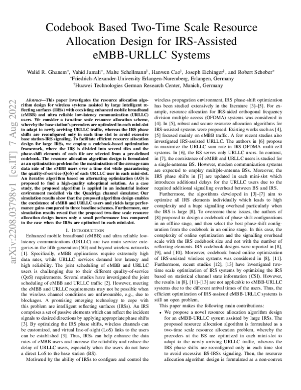 (PDF) Codebook Based Two-Time Scale Resource Allocation Design for IRS-Assisted eMBB-URLLC ...