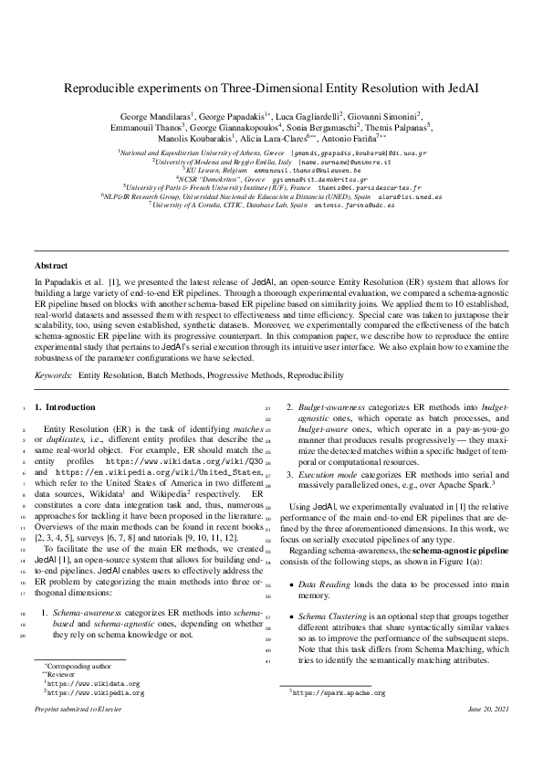 (PDF) Reproducible experiments on Three-Dimensional Entity Resolution ...