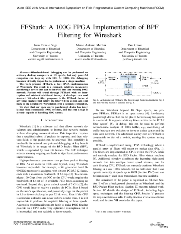 (PDF) FFShark: A 100G FPGA Implementation of BPF Filtering for Wireshark