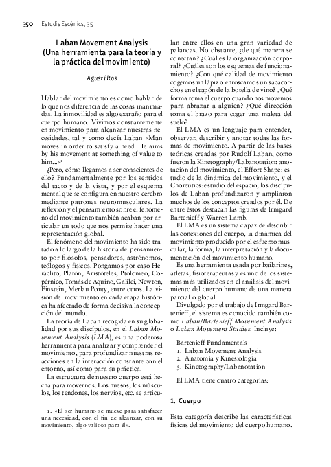 (PDF) Laban Movement Analysis. Una herramienta para la teoría y la práctica del movimiento