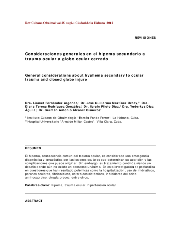 (PDF) Consideraciones generales en el hipema secundario a trauma ocular ...