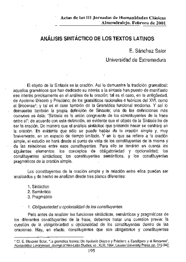 (PDF) Análisis Sintáctico De Los Textos Latinos