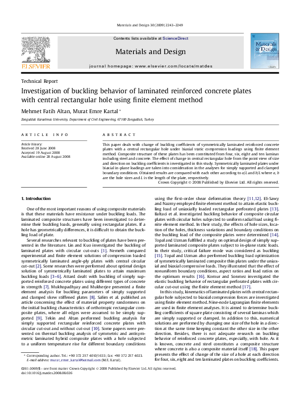 (PDF) Investigation of buckling behavior of laminated reinforced ...