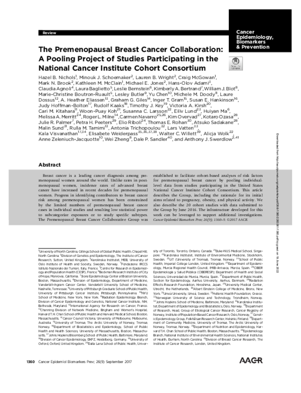 (PDF) The Premenopausal Breast Cancer Collaboration: A pooling project ...