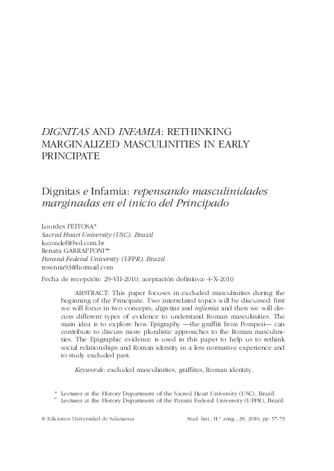 (PDF) Dignitas" and "infamia": rethinking marginalized masculinities in ...
