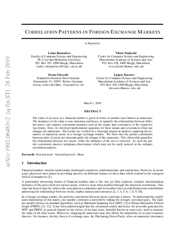 (PDF) Correlation patterns in foreign exchange markets