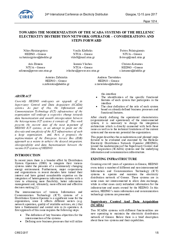 (PDF) Towards the Modernization of the Scada Systems of the Hellenic Electricity Distribution ...