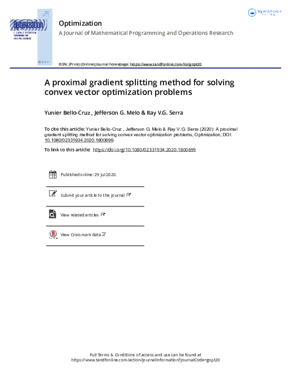 Pdf A Proximal Gradient Splitting Method For Solving Convex Vector