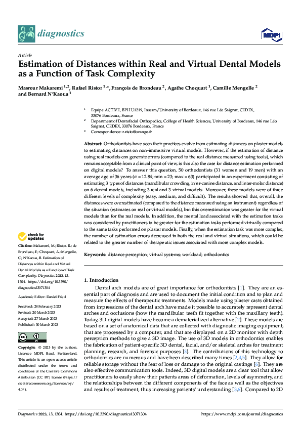 (PDF) Distance Estimation Accuracy in Real vs Virtual Dental Models