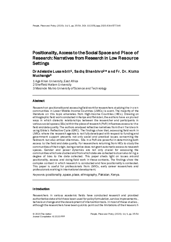 (PDF) Positionality, Access to the Social Space and Place of Research ...
