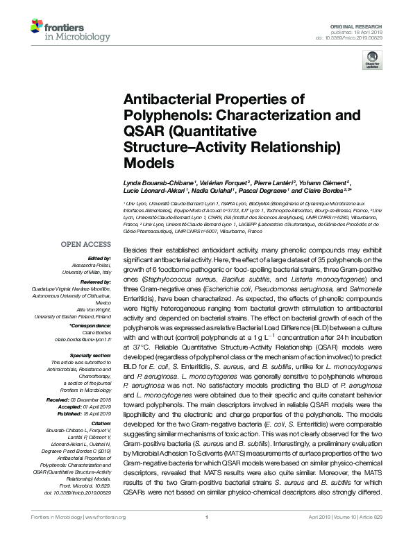 (PDF) Antibacterial Properties of Polyphenols: Characterization and QSAR (Quantitative Structure ...