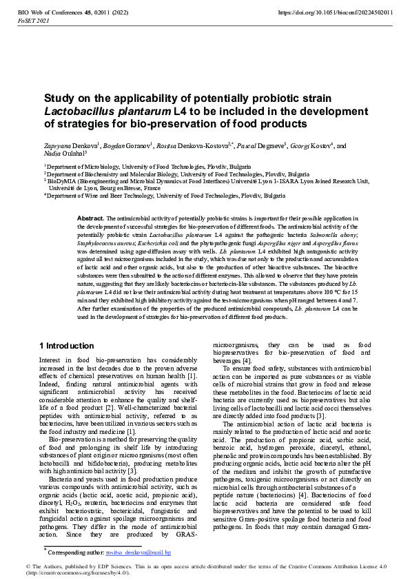(PDF) Study on the applicability of potentially probiotic strain ...