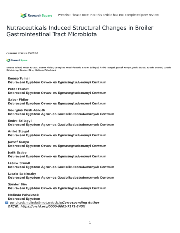 (PDF) Nutraceuticals Induced Structural Changes in Broiler ...