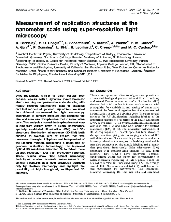 (PDF) Measurement of replication structures at the nanometer scale using super-resolution light ...