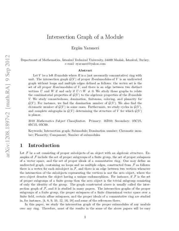 (PDF) Intersection Graph of a Module