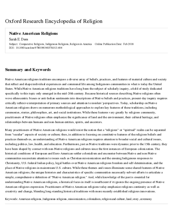 (PDF) Native American Religions