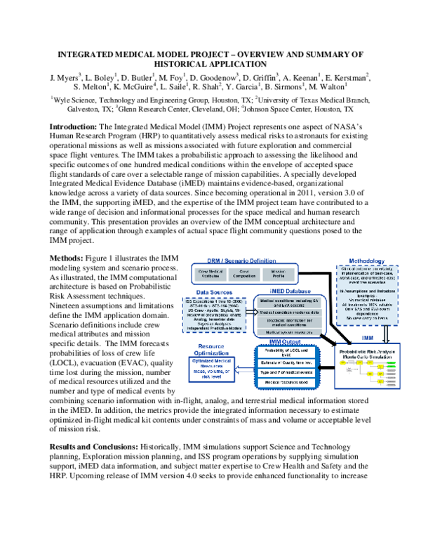 (PDF) Integrated Medical Model Project - Overview and Summary of ...