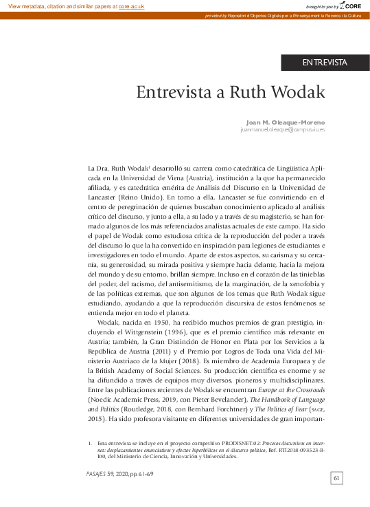 (PDF) Entrevista a Ruth Wodak