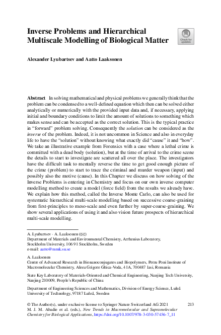 (PDF) Inverse Problems and Hierarchical Multiscale Modelling of Biological Matter