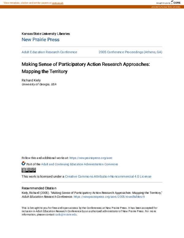 (PDF) Making Sense of Participatory Action Research Approaches: Mapping ...