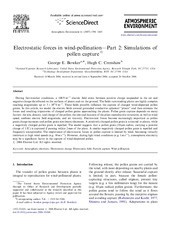 (PDF) Electrostatic forces in wind-pollination—Part 2: Simulations of ...