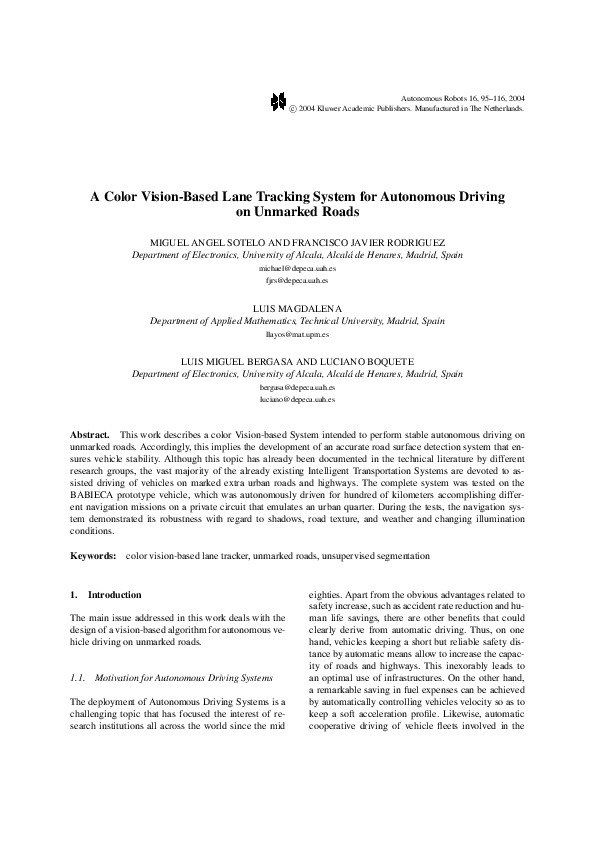 (PDF) A Color Vision-Based Lane Tracking System for Autonomous Driving ...