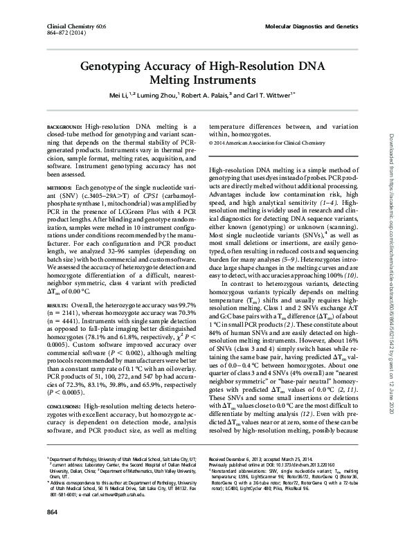 (PDF) Genotyping Accuracy of High-Resolution DNA Melting Instruments