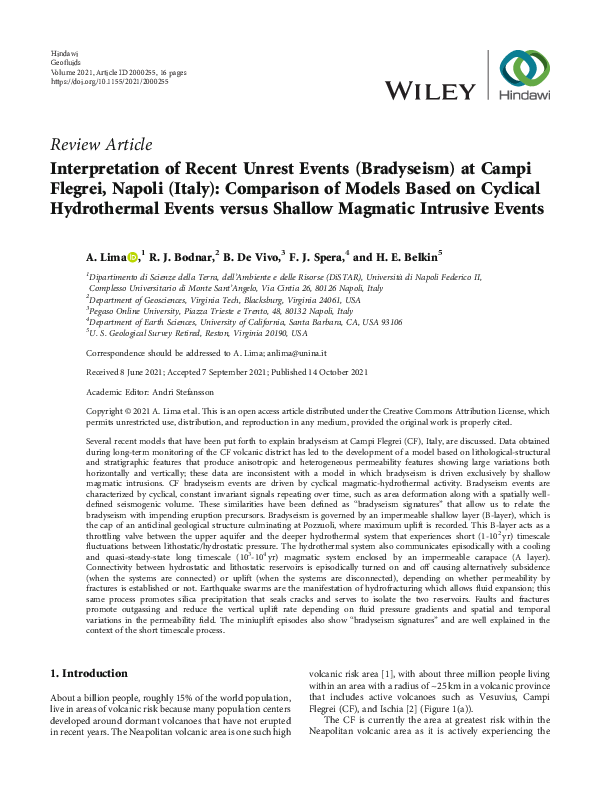 (PDF) Cyclical Hydrothermal vs. Magmatic Models for Bradyseism at Campi ...
