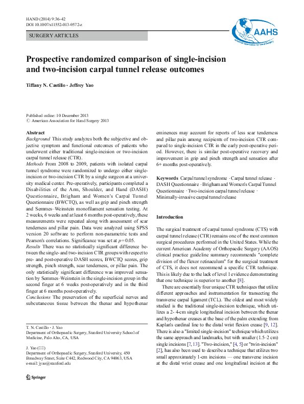 (PDF) Comparison of Longitudinal Open Incision and Two-Incision ...